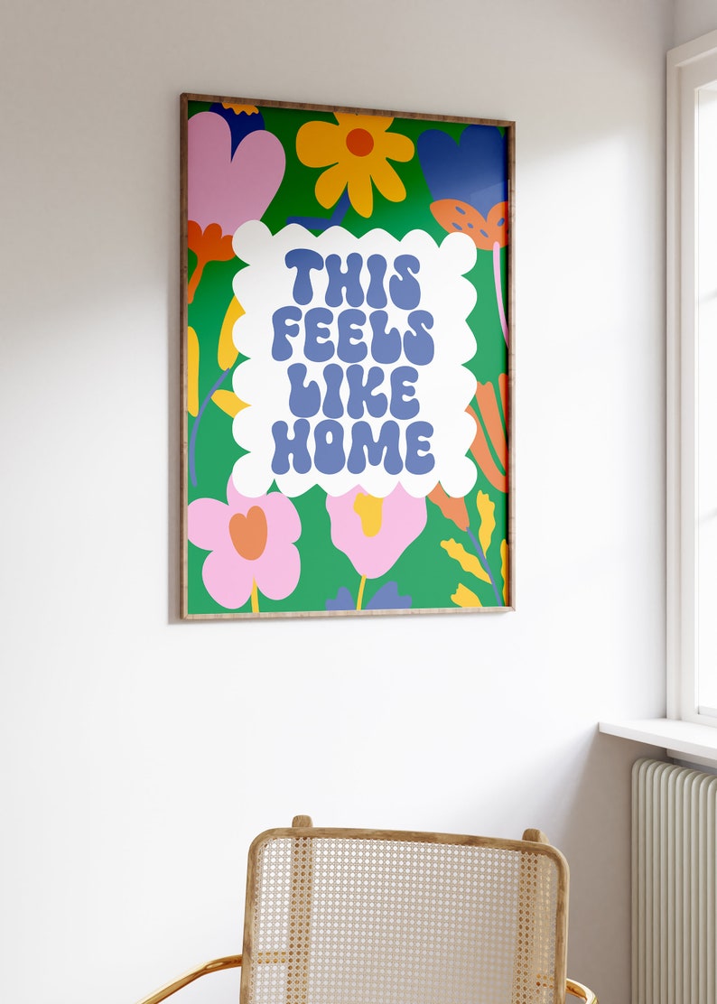 This Feels Like Home Typography Print - Colourful Typographic, Retro ...