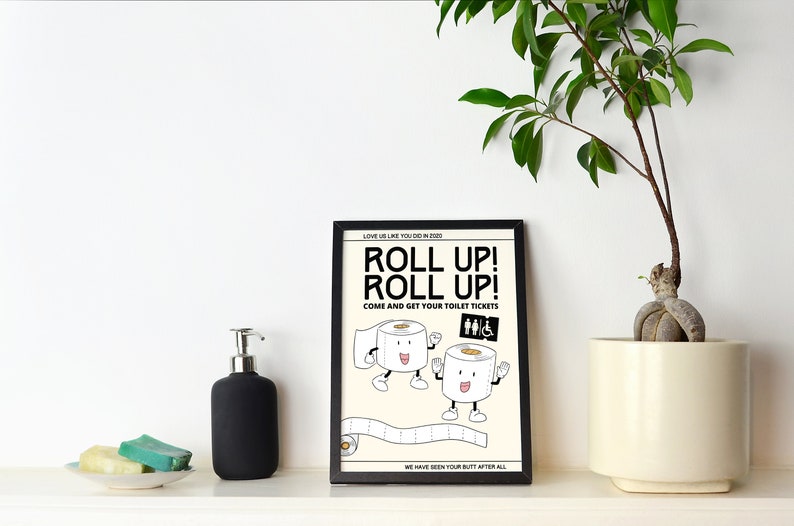 Roll up Toilet Paper Retro Character Print Fun Bathroom - Etsy