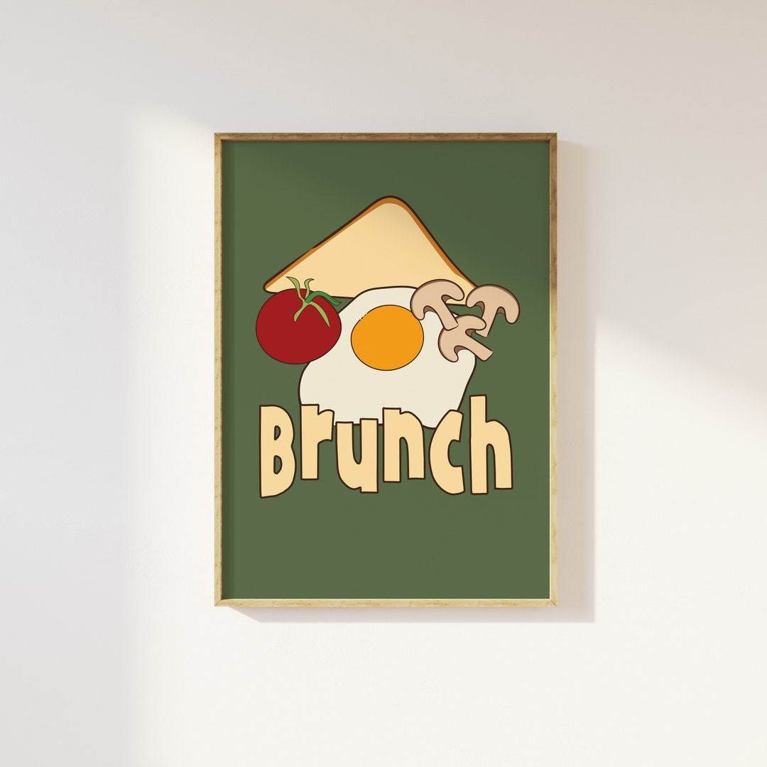 Retro Brunch Art Print - Colourful Brunch Poster, Breakfast Lunch ...