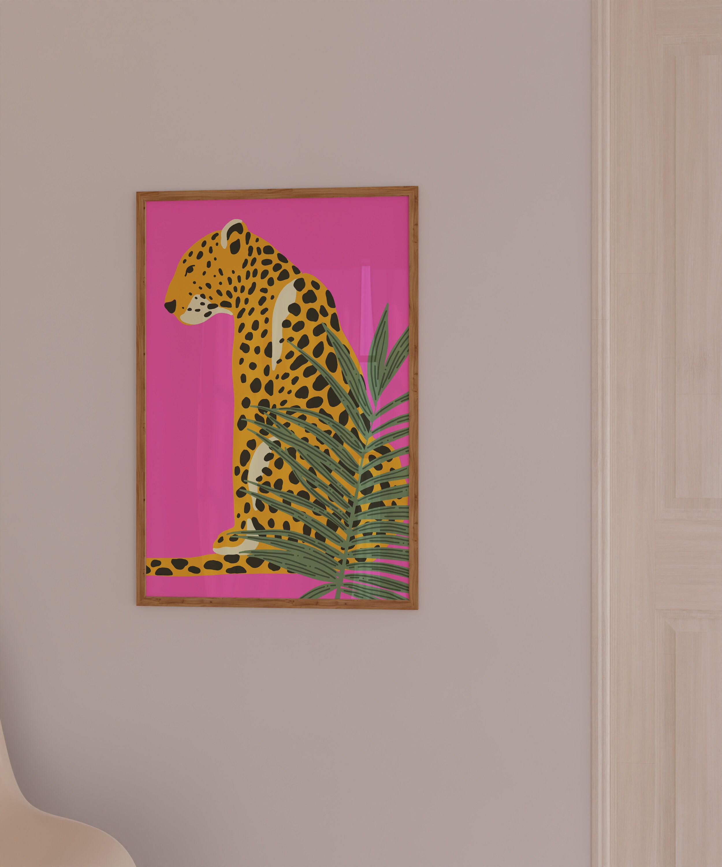 Pink Retro Leopard Print Retro Art Bright Bold Leopard | Etsy UK