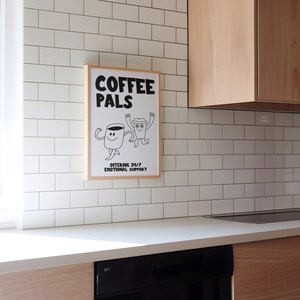 Coffee Pals Fun Illustration Kitchen Print - Aesthetic Kitchen Decor ...