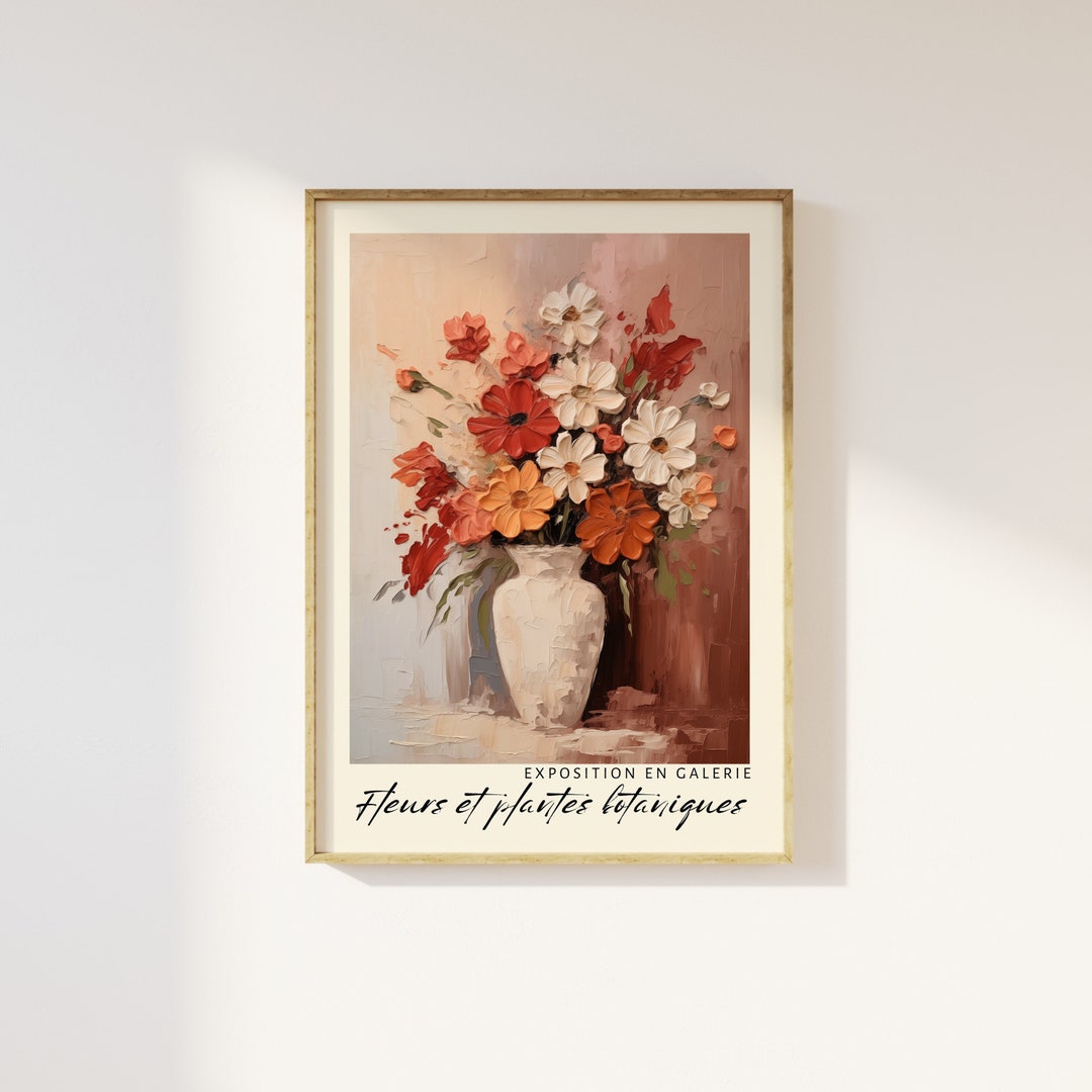 Floral Flowers Bouquet Exhibition Print - Pink Burgundy Aesthetic ...