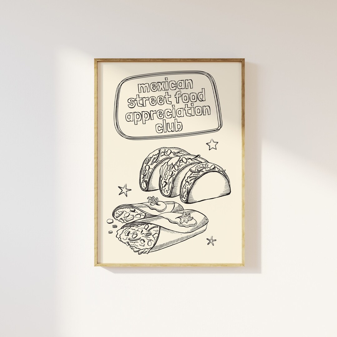 Retro Mexican Street Food Appreciation Club Fun Kitchen Print - Kitchen ...