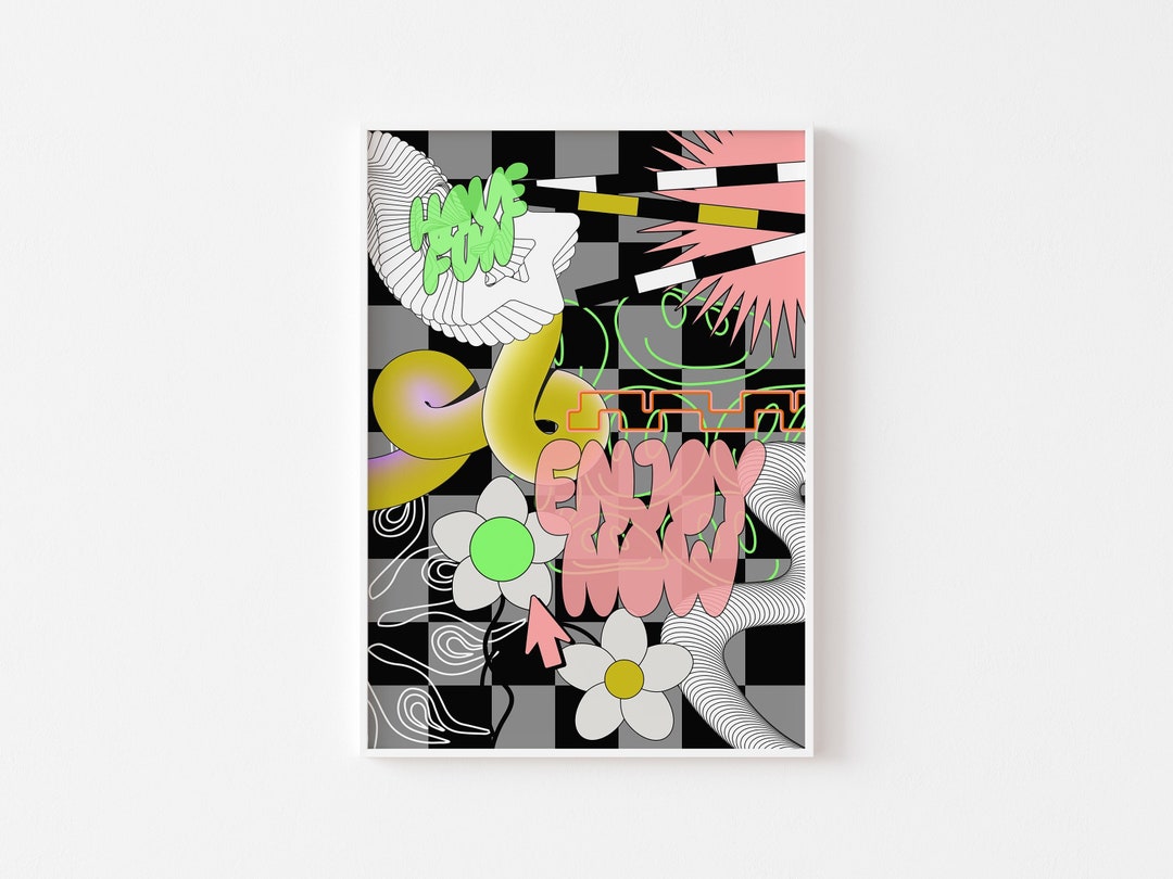 2000s Postmodern Maximalist Print - Psychedelic Surreal, Y2K, Retro ...