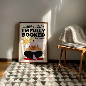 I'm Fully Booked and Busy Retro Book Print | Busy Reading Poster ...