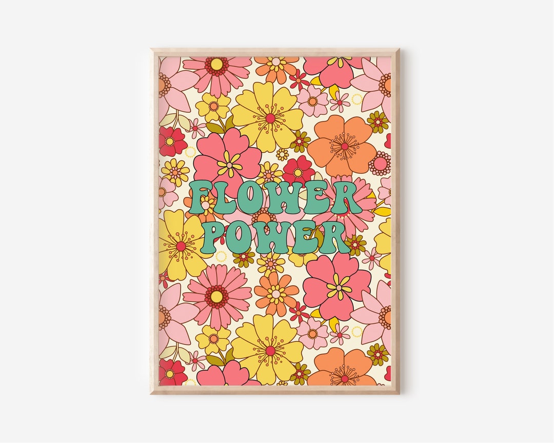 Retro Flower Power Print: 1970s Floral Satin Poster - Etsy