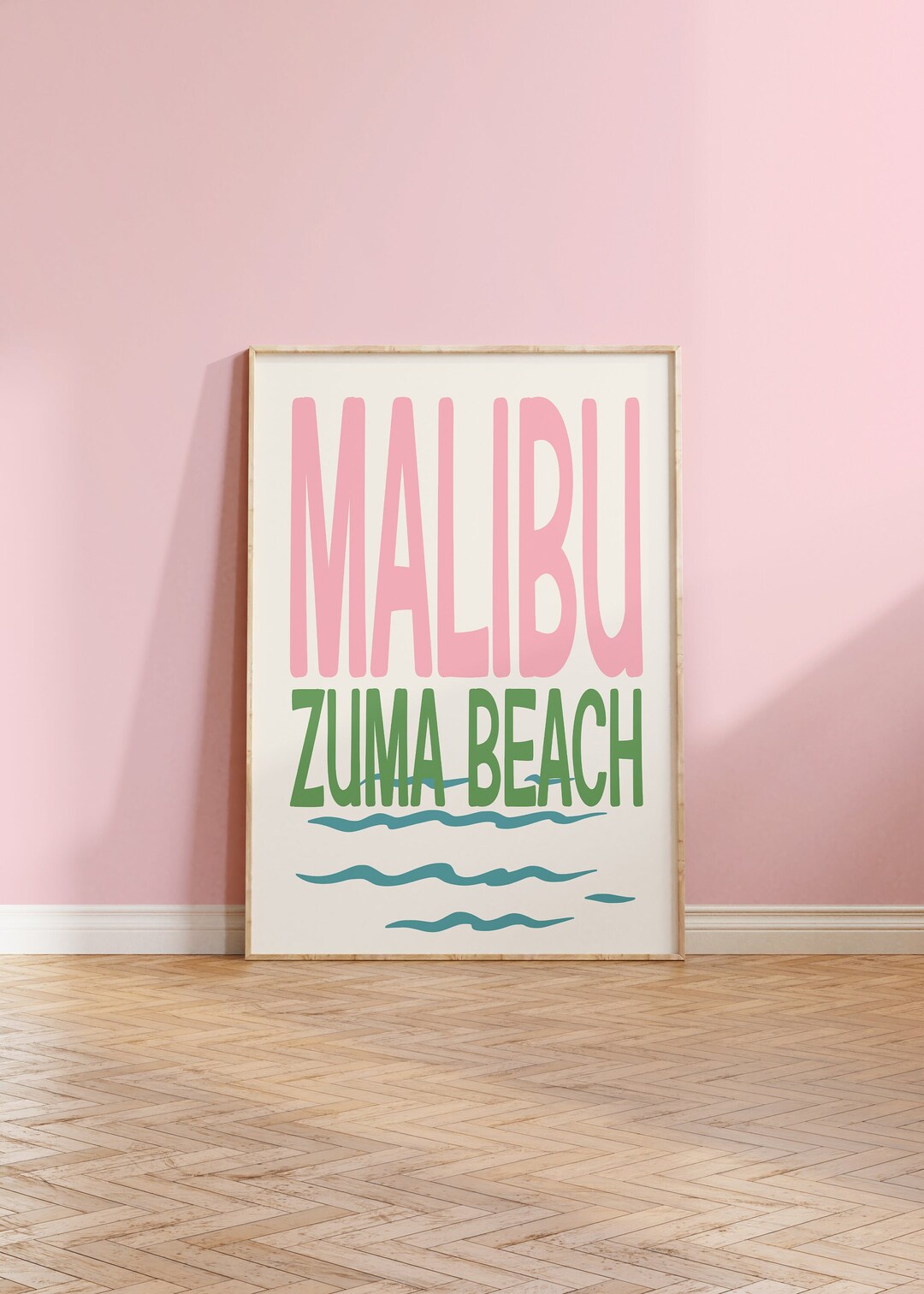 Malibu USA Beach Pink and Green Trendy Print - Summer Malibu Travel ...