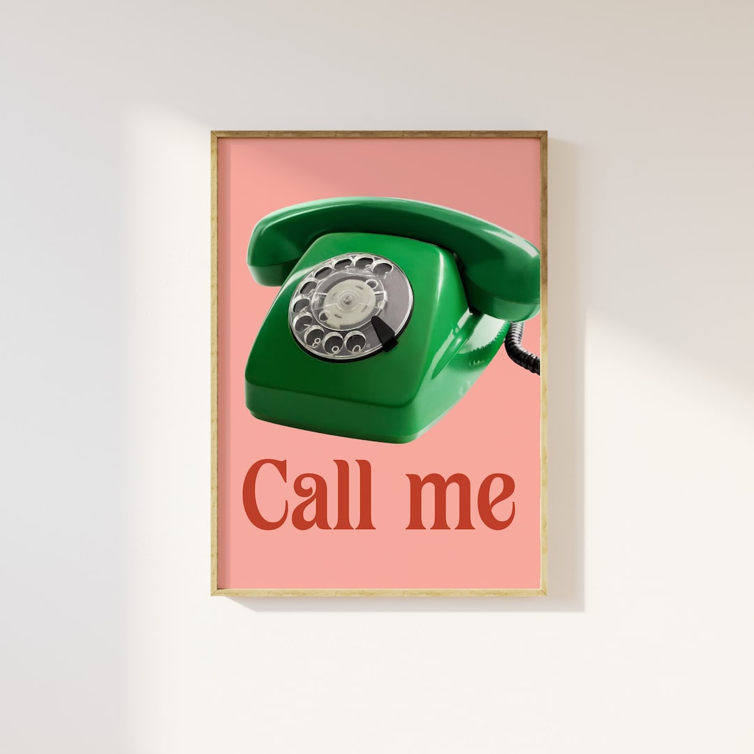 Call Me Retro Telephone Pink and Green Retro Print - Aesthetic ...