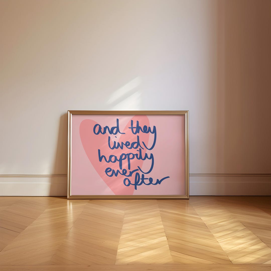 And They Lived Happily Ever After Art Print, Handwritten Cute Retro ...