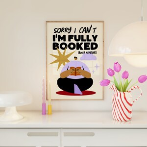 I'm Fully Booked and Busy Retro Book Print | Busy Reading Poster ...