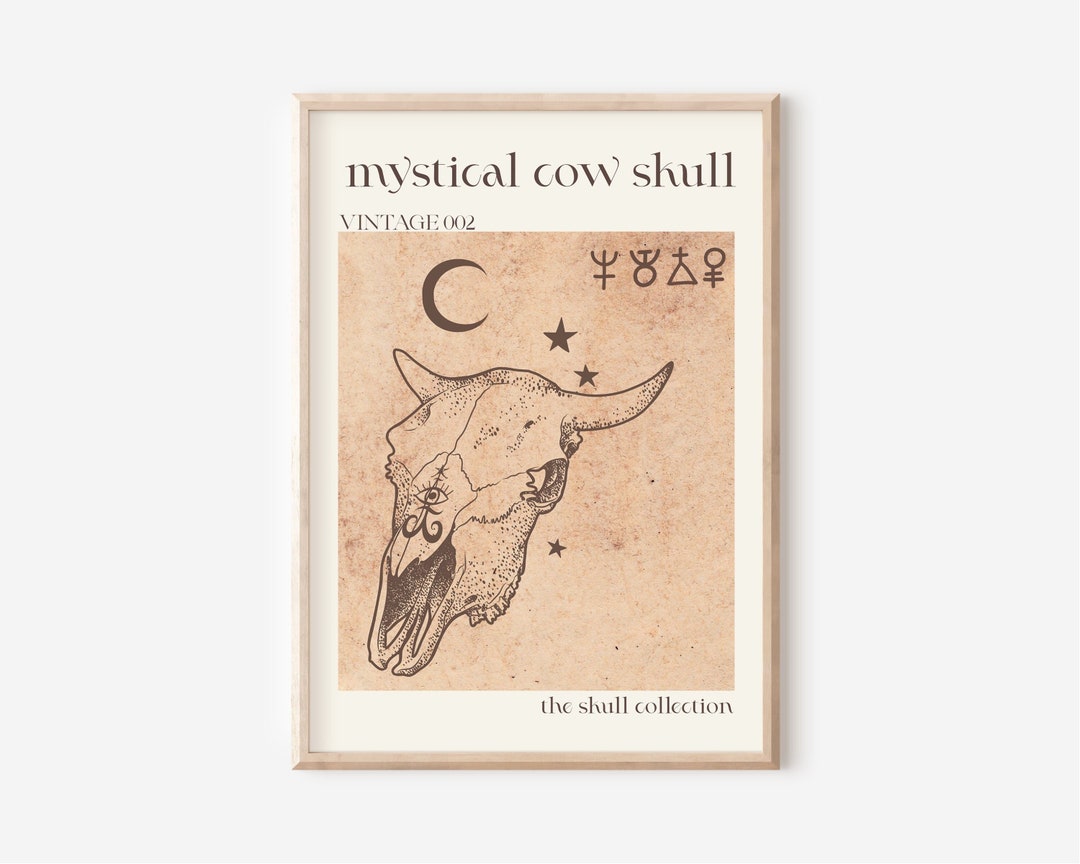 Mystical Cow Skull Print: Vintage Boho Home Decor - Etsy