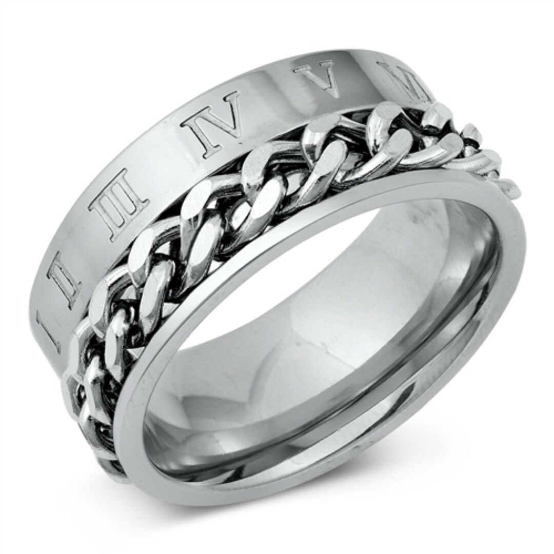 Spinner Ring for Men, Silver Ring for Men, Stainless Steel Men's Ring ...