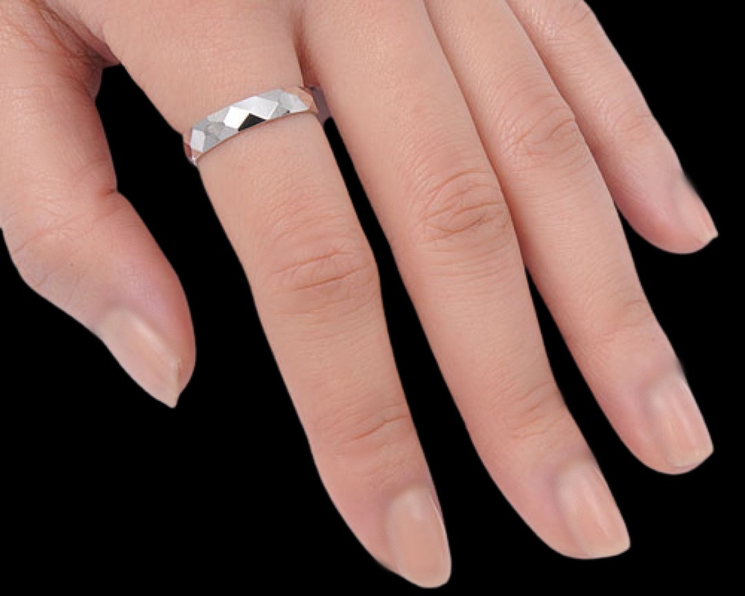 Sterling Silver Thumb Ring, Diamond Cut Thumb Ring, Faceted Thumb Ring ...