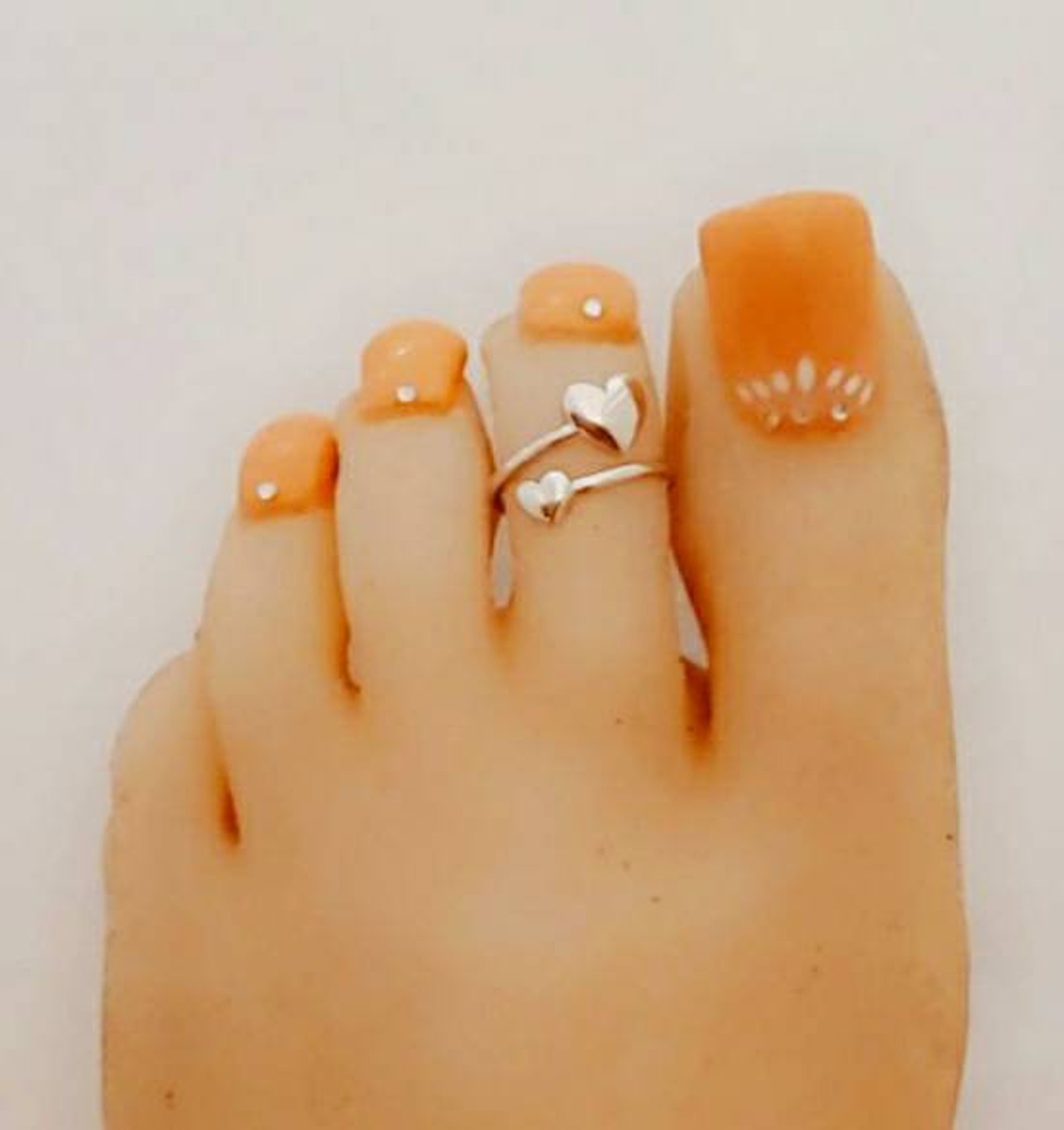 Sterling Silver Toe Ring. Silver Toe Rings Double Heart - Etsy