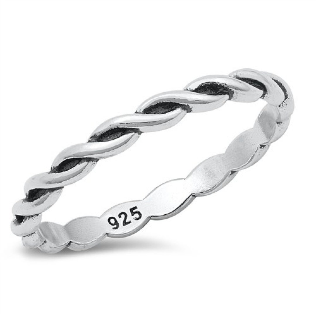 Sterling Silver Braid Thumb Ring Stacking Ring for Women Handcrafted ...