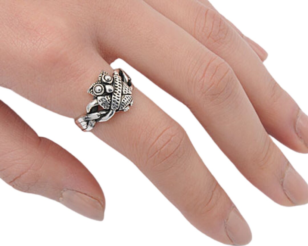 Sterling Silver Owl Puzzle Ring Unique Thumb Ring for Women 4 Piece ...