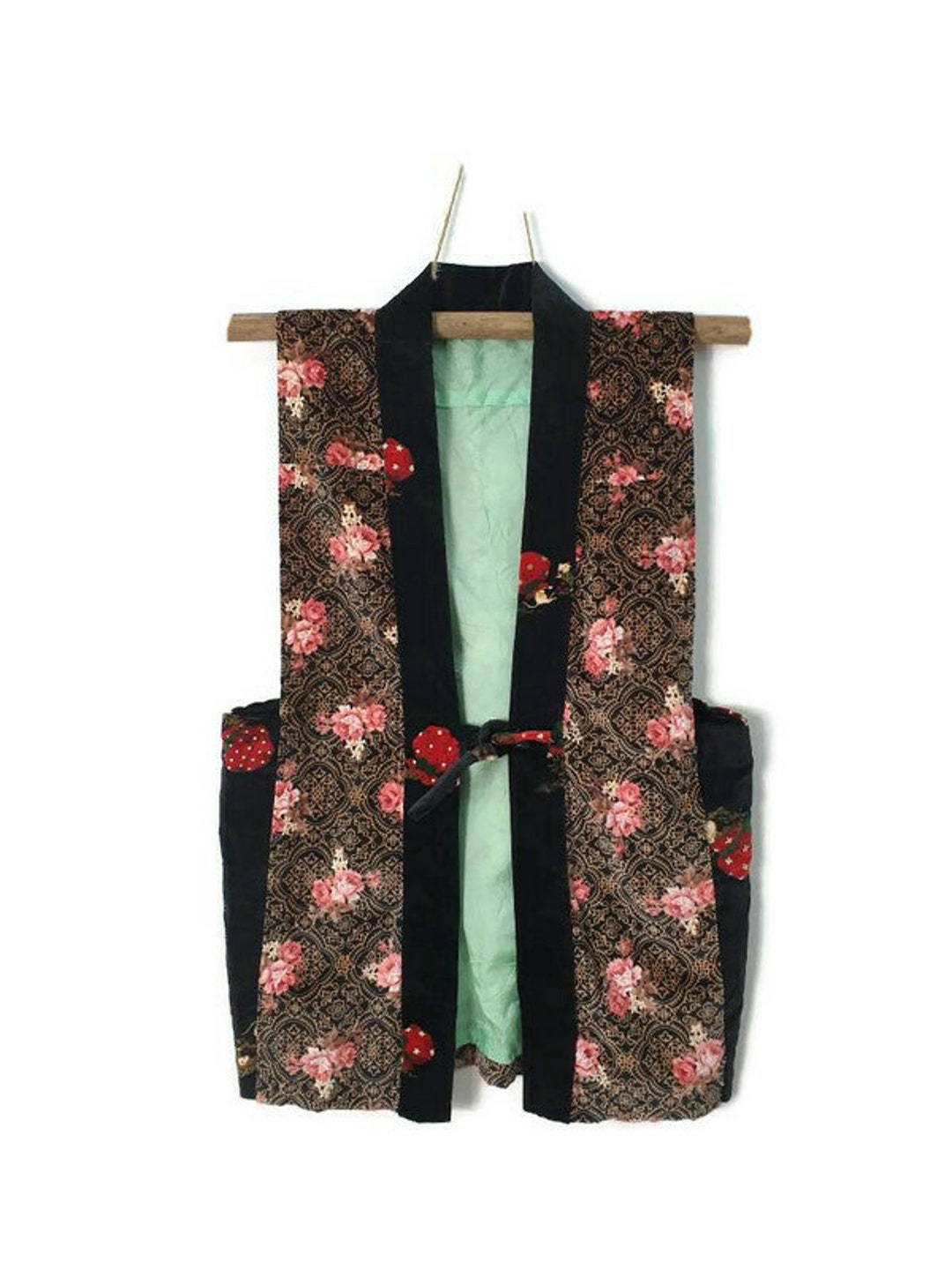 Japanese Vests Handmade Style Kimono Jacket Velvet Floral - Etsy