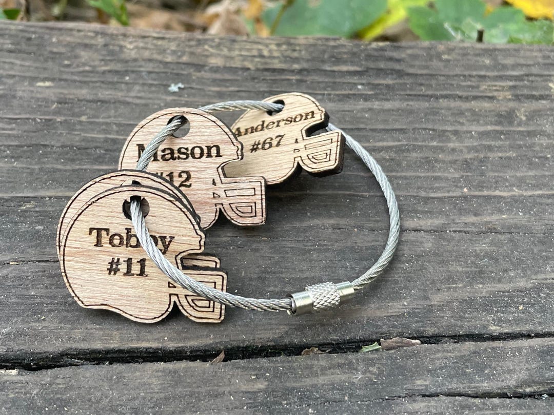 Custom Football Helmet Keychain, Engraved Wood Football Gift Ideas ...
