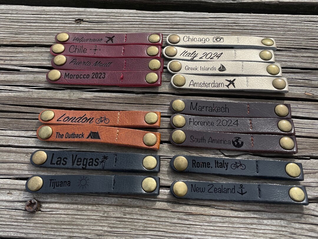 New Orleans Personalized Leather Tag Charms, Custom Engraved Patch ...