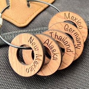 Personalized Travel Token Keychain Backpack Tag Country Visited ...