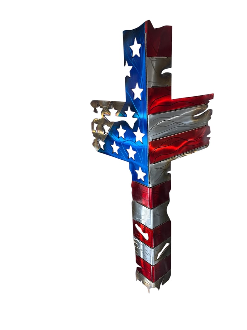 Tattered American Flag Corner Cross, Stainless Steel Metal Wall Art - Etsy