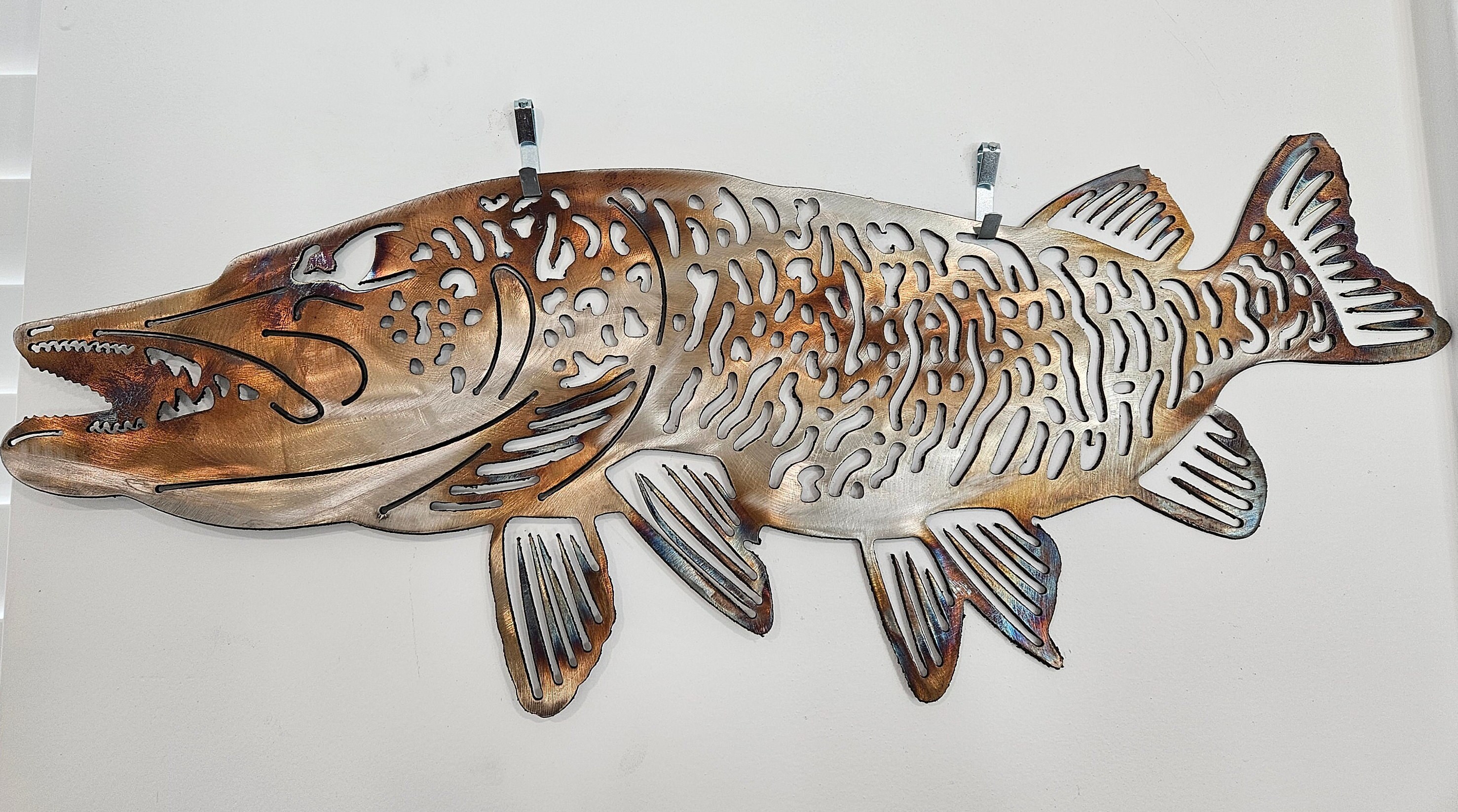 Muskie Fish, Stainless Steel, Fish Wall Art, Gift for Him, Fishing Sign ...