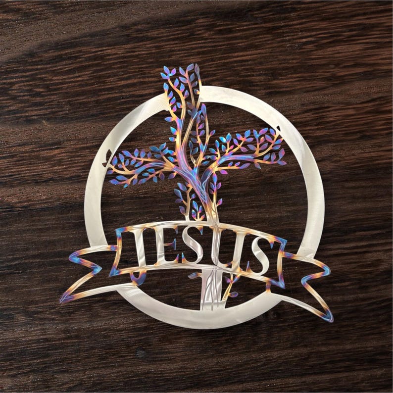 Jesus Cross Olive Branch Tree of Life, Christian Cross, Stainless Steel ...