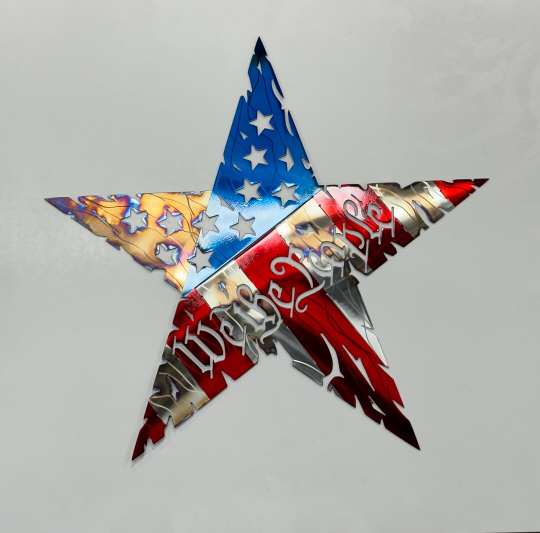 We the People, Tattered American Flag Star, Stainless Steel, Metal Wall ...