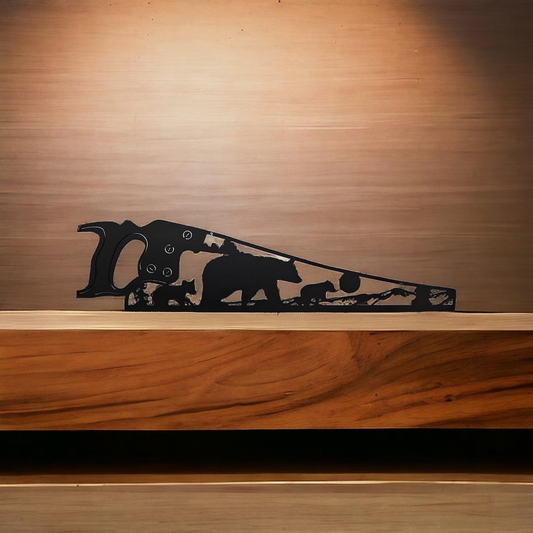 Bear Scene Saw Blade Wall Decor, Farm House Decor, Saw Blade Art, Hand ...