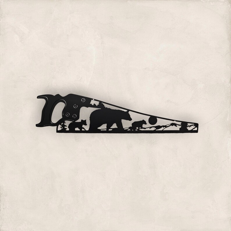 Bear Scene Saw Blade Wall Decor, Farm House Decor, Saw Blade Art, Hand ...