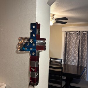 Tattered American Flag Corner Cross, Stainless Steel Metal Wall Art - Etsy
