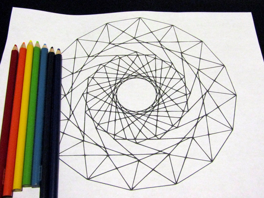 Printable Geometric Mandala Coloring Page PDF | Number 7 - Etsy
