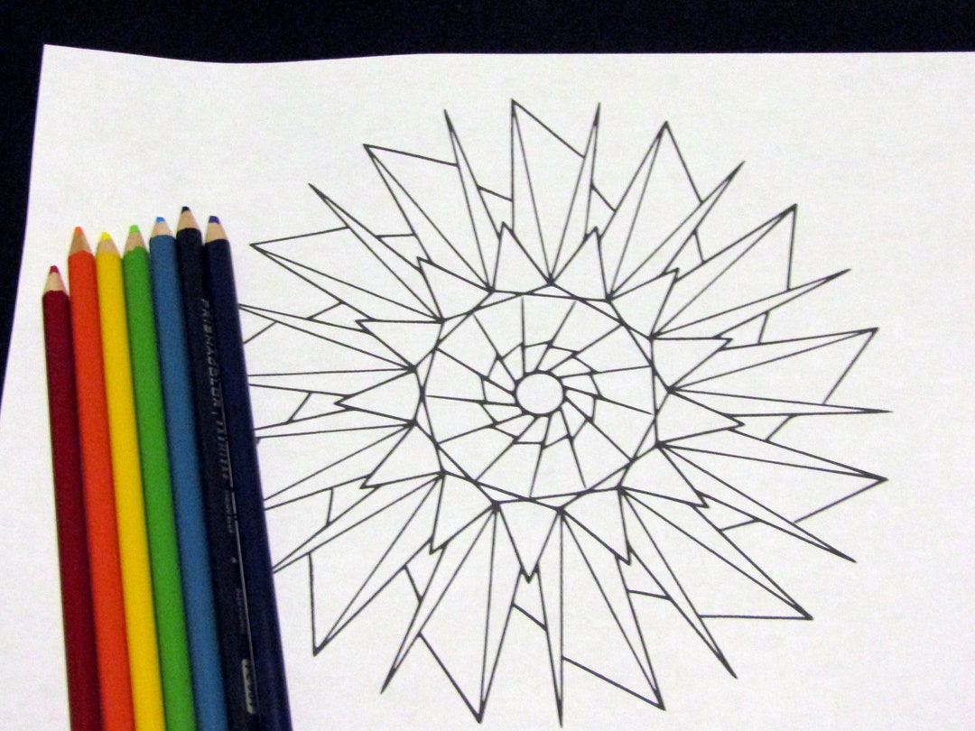 Printable Geometric Mandala Coloring Page PDF | Number 15 - Etsy