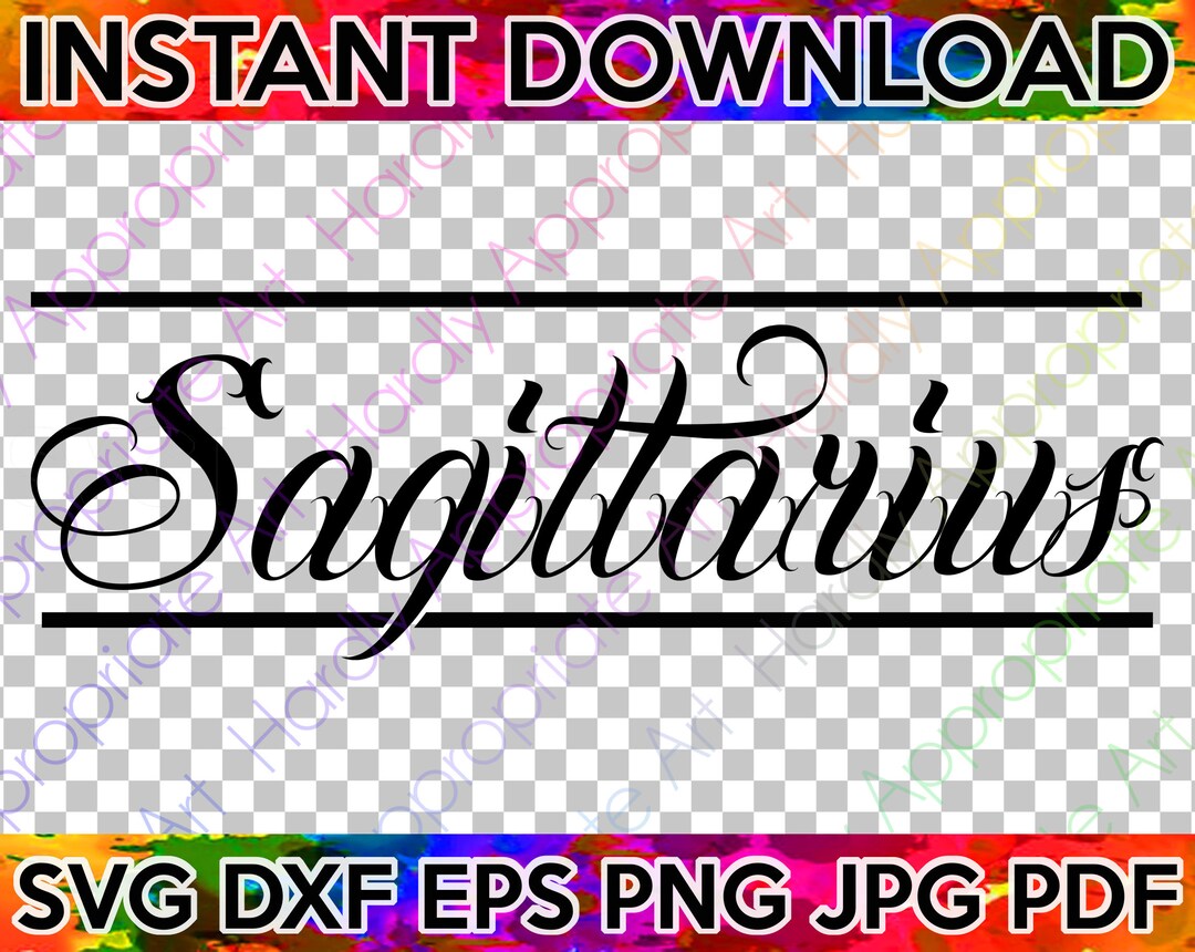 SAGITTARIUS SVG in Fancy Script With Lines - Zodiac SVG Cut File for ...
