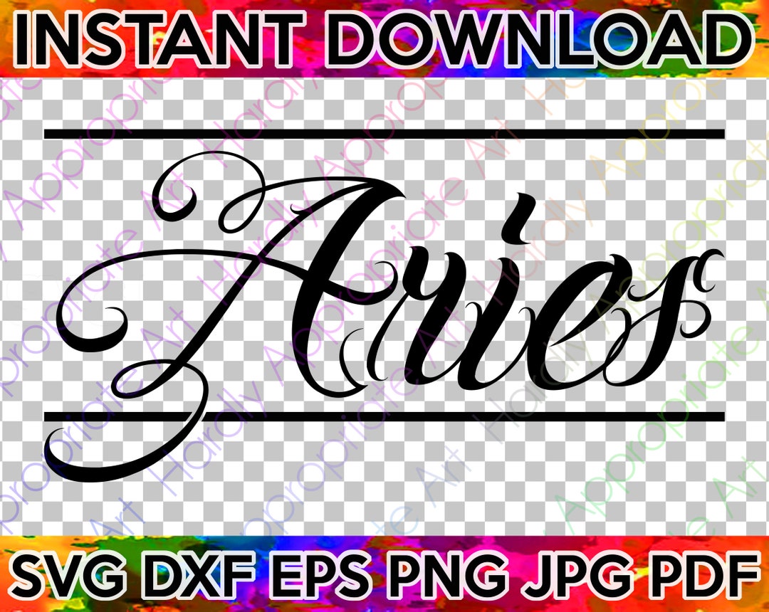 ARIES SVG in Fancy Script With Lines - Zodiac SVG Cut File for Cricut ...