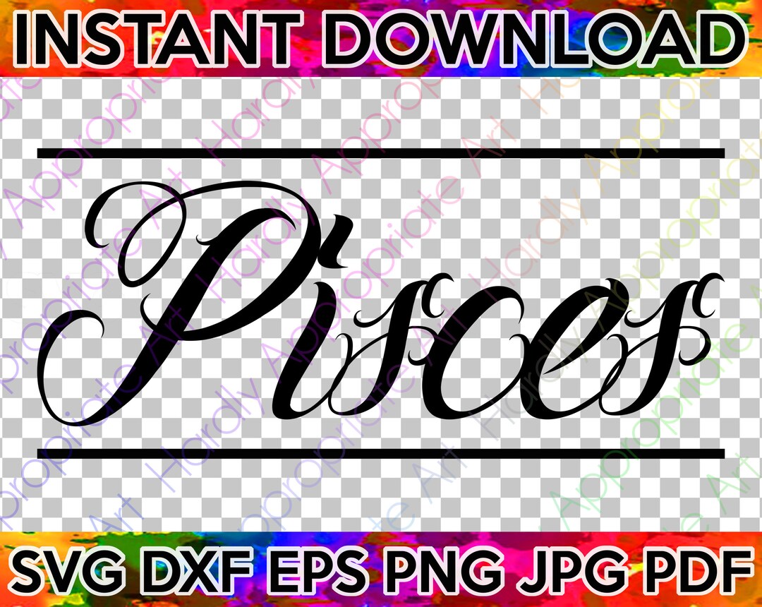 PISCES SVG in Fancy Script With Lines - Zodiac SVG Cut File for Cricut ...