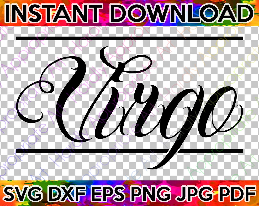 VIRGO SVG in Fancy Script With Lines - Zodiac SVG Cut File for Cricut ...