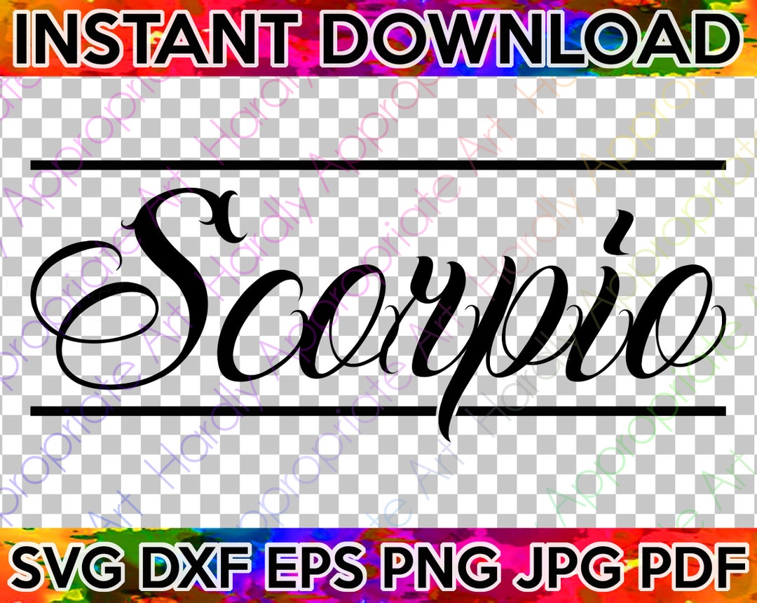 SCORPIO SVG in Fancy Script With Lines - Zodiac SVG Cut File for Cricut ...