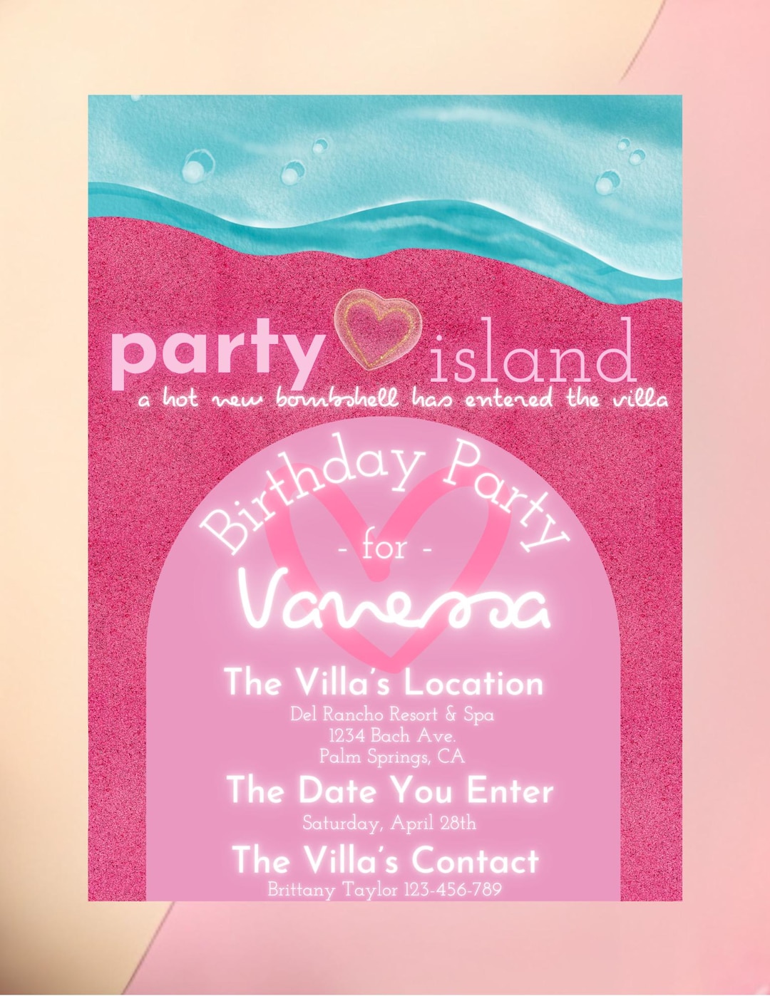 Party Island | Birthday Party Invitation | Tropical Resort Beach Theme ...