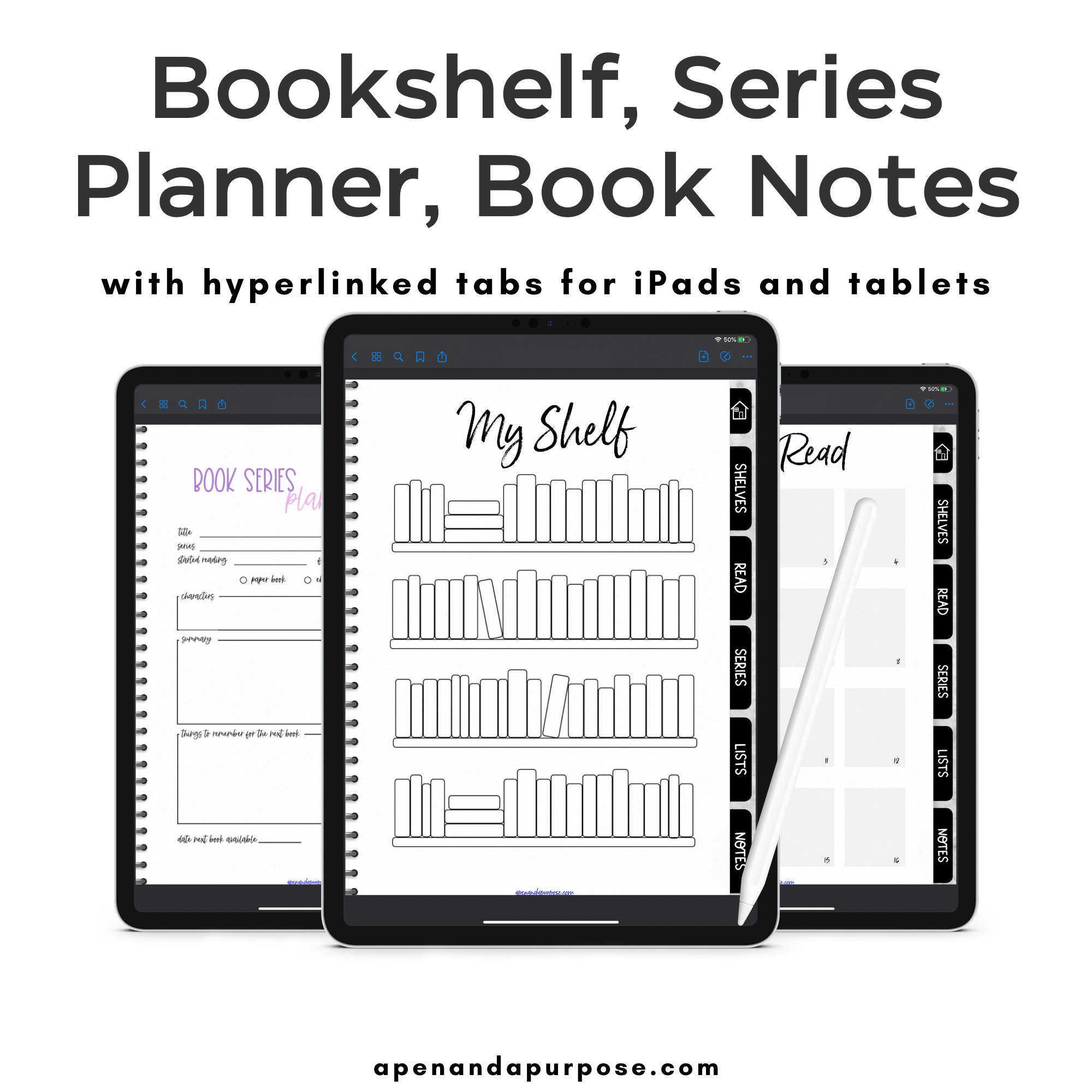 Book Tracker, Digital Reading Journal, Digital Planner Book Journal ...
