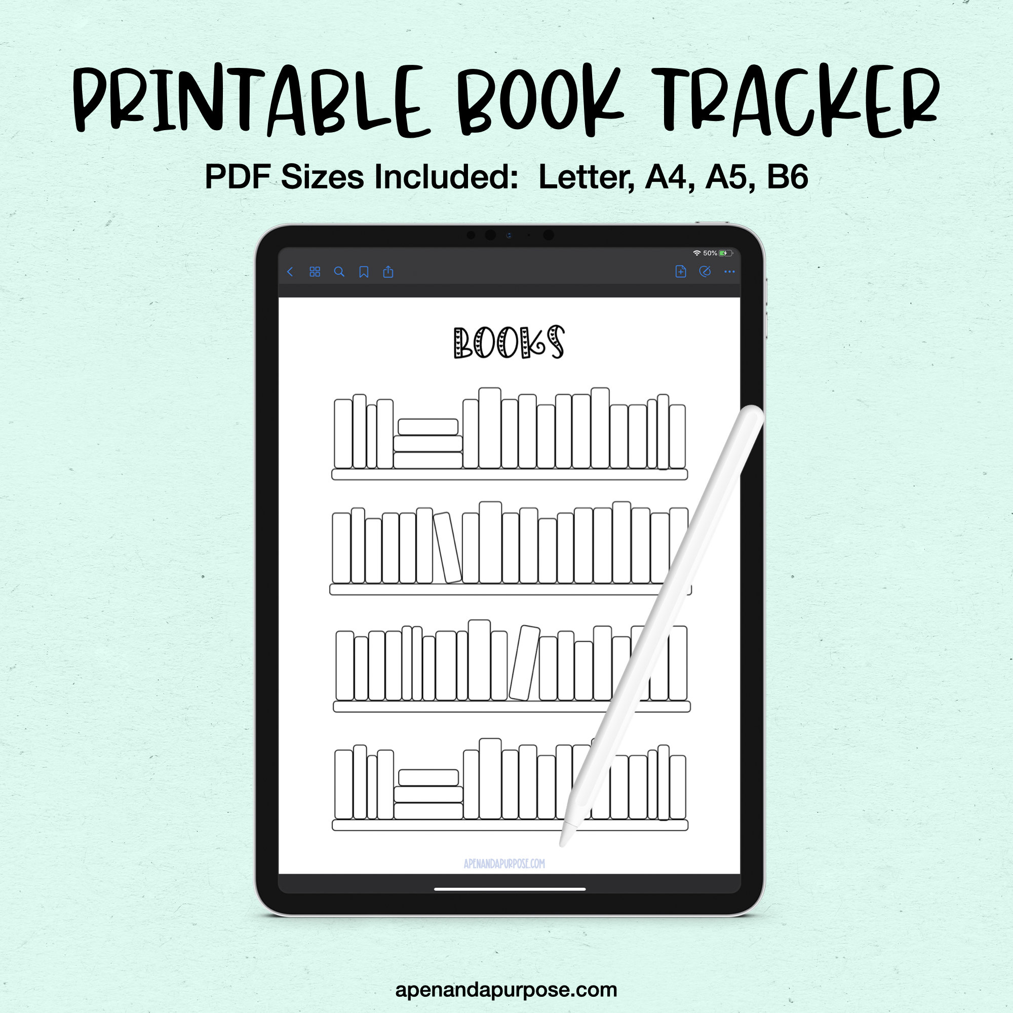 Book Tracker PDF in A4, A5, Letter, and B6 Size. Track the Books You've ...