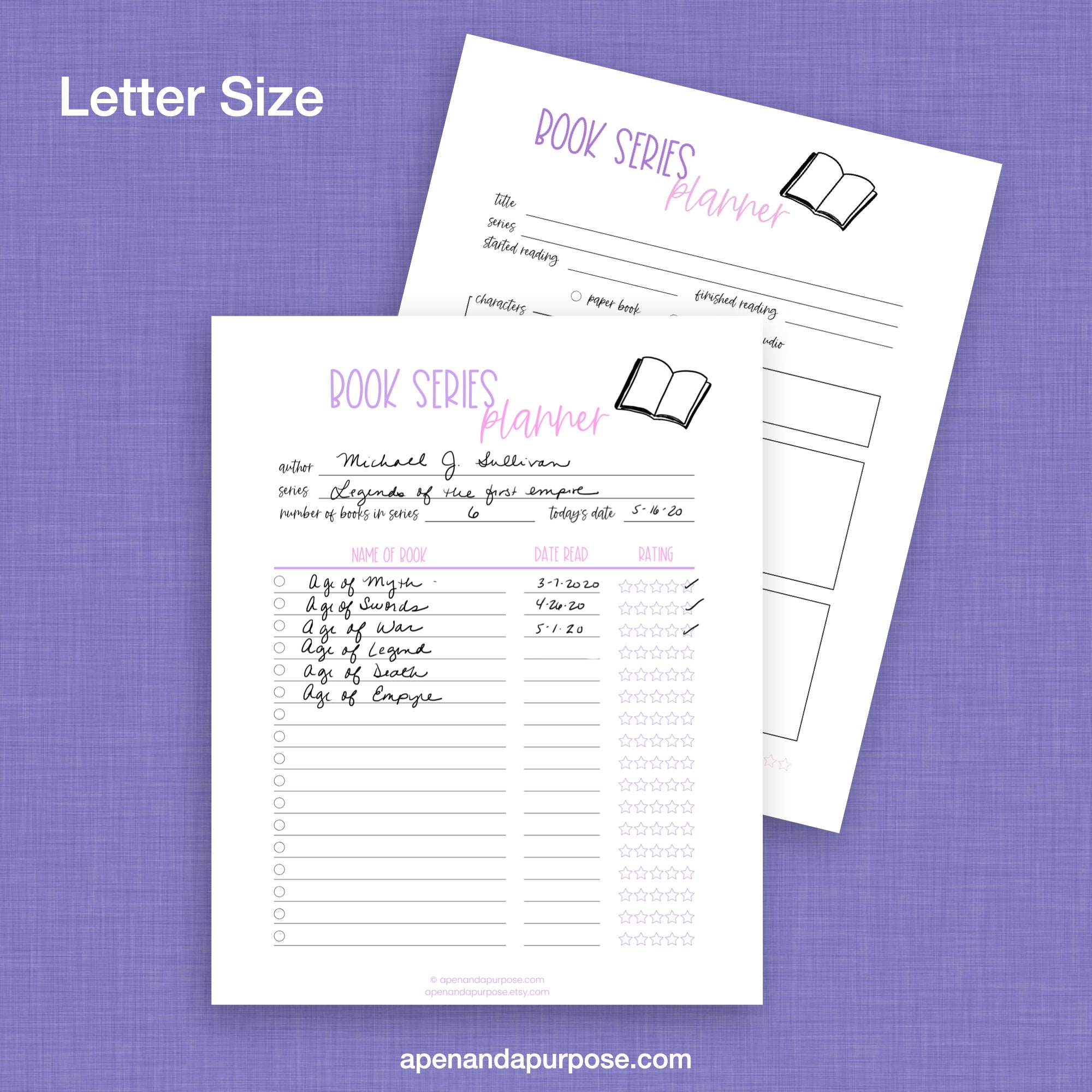 Book Series Planner, Reading List, Series Tracker, Reading Printable ...