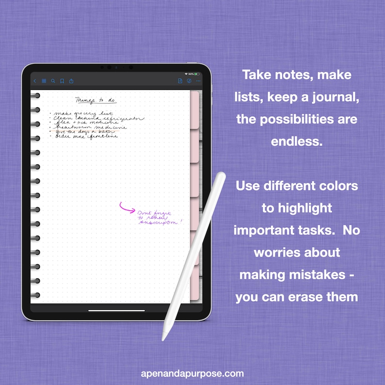 Digital Notebook, Pink Digital Notebook Cover, Goodnotes Notebook, 6 ...