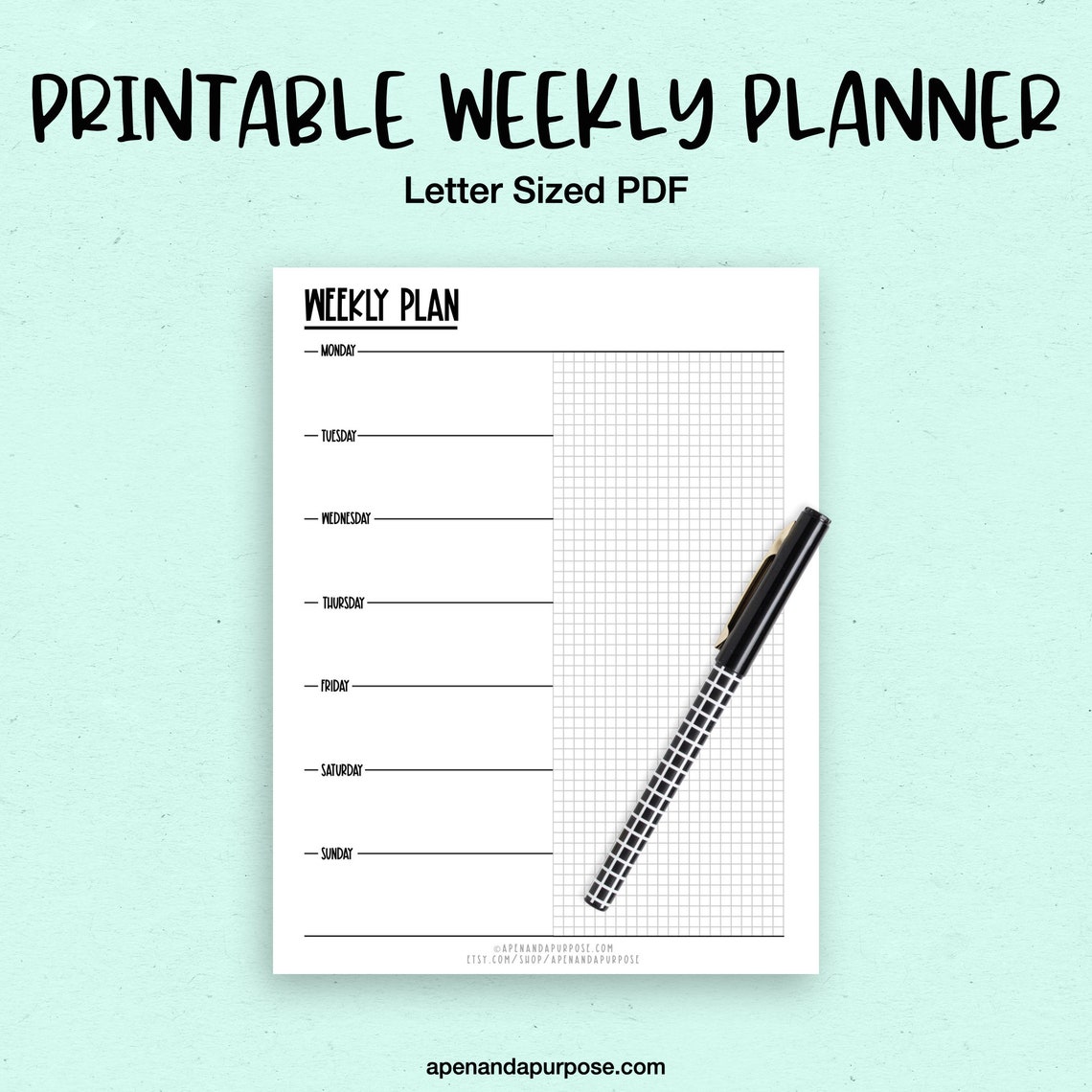Printable Weekly Planner: Hobonichi Inspired (letter Size) - Etsy