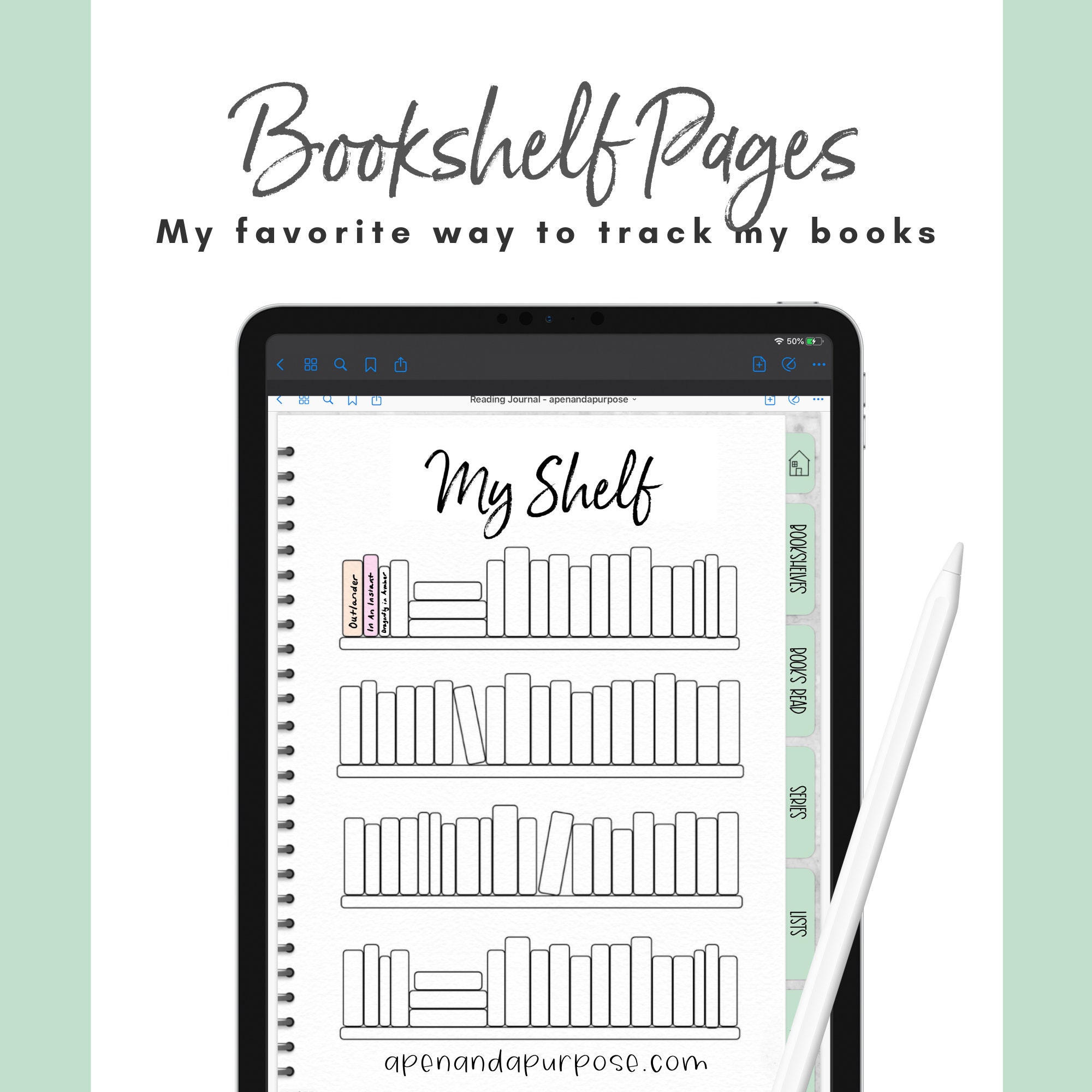 Digital Reading Journal, Digital Book Journal Goodnotes, Ipad, Reading ...