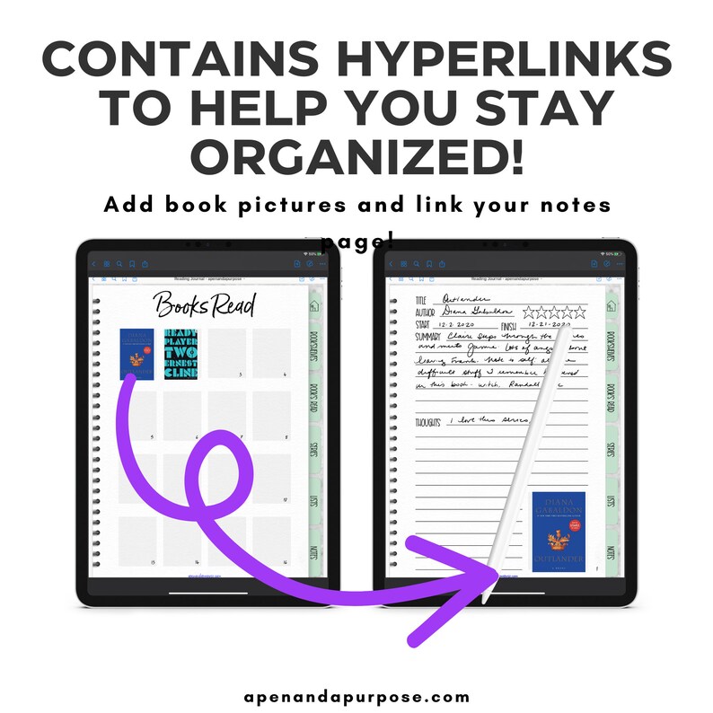 Book Tracker, Digital Reading Journal, Digital Planner Book Journal ...