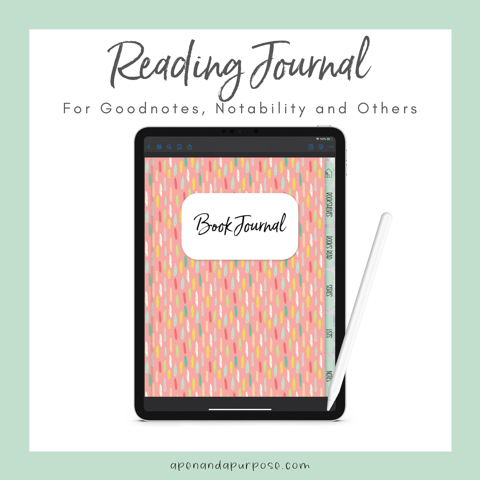 Digital Reading Journal Digital Book Journal Goodnotes Ipad - Etsy