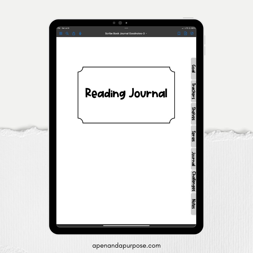 Reading Journal Digital Planner Book Journal for Goodnotes iPad Tablet ...
