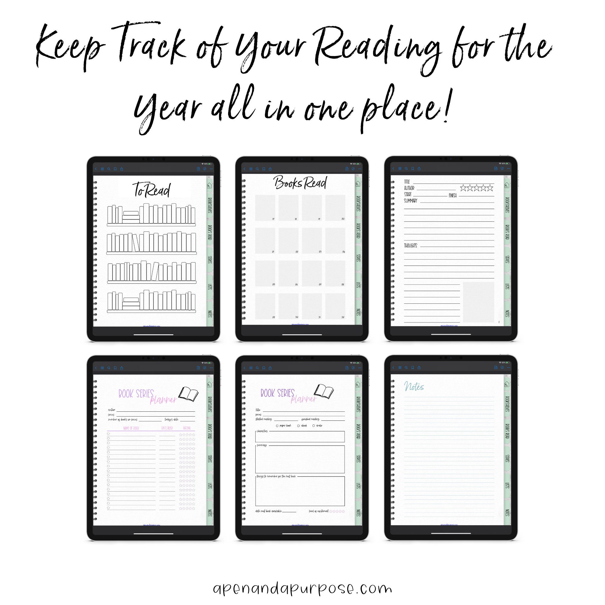 Digital Reading Journal, Digital Book Journal Goodnotes, Ipad, Reading ...