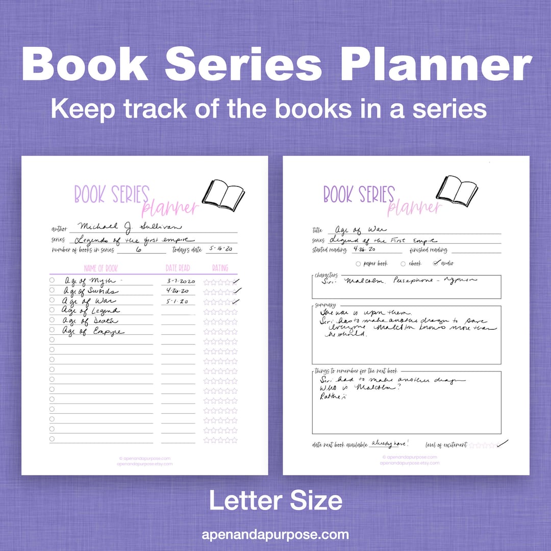 Book Series Planner, Reading List, Series Tracker, Reading Printable ...